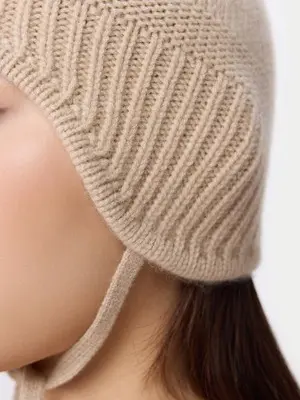 Gobi Cashmere Ultimate Warmth Knit Tie Hat - Beige