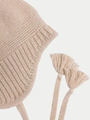 Gobi Cashmere Ultimate Warmth Knit Tie Hat - Beige