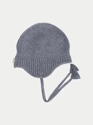 Gobi Cashmere Ultimate Warmth Knit Tie Hat - Dim Gray