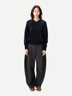Gobi Cashmere Barrel-leg Cashmere Pants - Charcoal