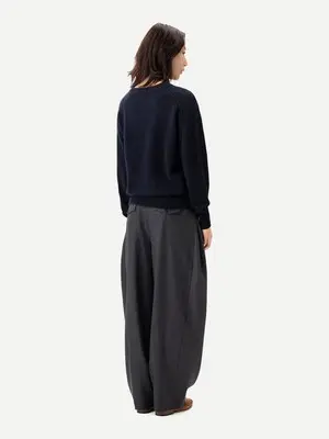 Gobi Cashmere Barrel-leg Cashmere Pants - Charcoal