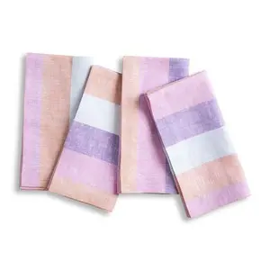 SOLINO HOME Linen Dinner Napkins Stripe, 20" X 20" Inch - Gelato