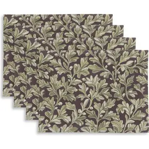 SOLINO HOME Linen Placematsfallen Leaves - Green And Brown