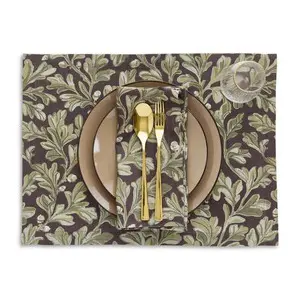 SOLINO HOME Linen Placematsfallen Leaves - Green And Brown