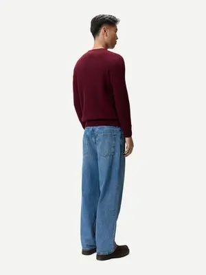 Gobi Cashmere Ribbed Crew Neck Sweater - Zinfandel