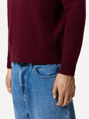 Gobi Cashmere Ribbed Crew Neck Sweater - Zinfandel