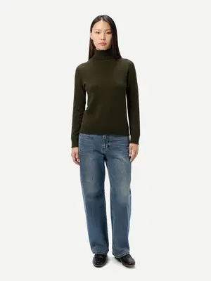 Gobi Cashmere Timeless Cashmere Turtleneck Sweater - Avocado
