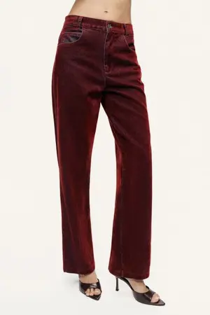 NOCTURNE Velvet Straight-leg Pants