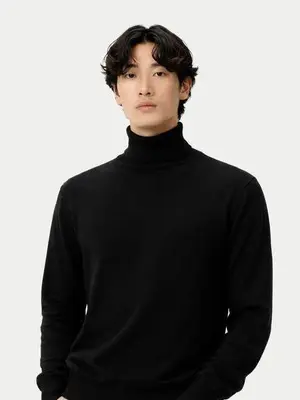 Gobi Cashmere Timeless Turtleneck Sweater - Black