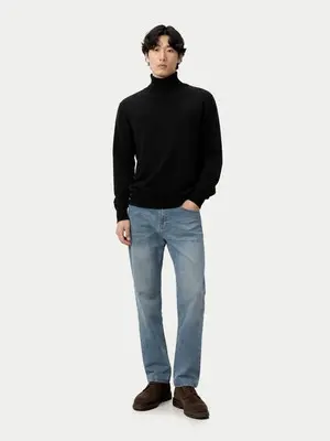Gobi Cashmere Timeless Turtleneck Sweater - Black