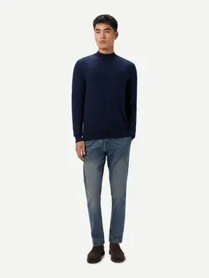 Gobi Cashmere Cashmere Silk High Neck Sweater - Mood Indigo