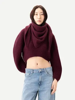 Gobi Cashmere Oval-sleeve Cropped Cashmere Sweater - Burgundy