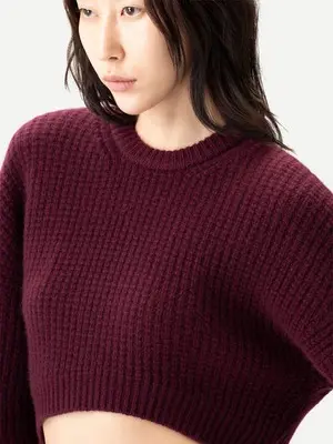 Gobi Cashmere Oval-sleeve Cropped Cashmere Sweater - Burgundy