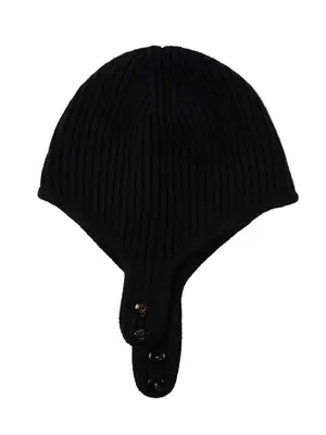 Gobi Cashmere Knitted Aviator Cap Black
