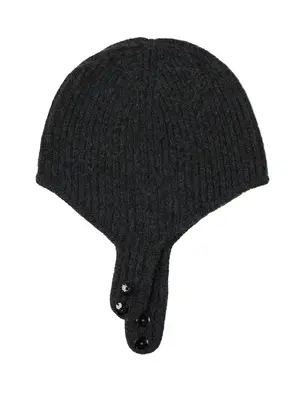 Gobi Cashmere Knitted Aviator Cap Charcoal