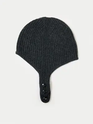Gobi Cashmere Gobi Cashmere Knitted Aviator Cap Charcoal