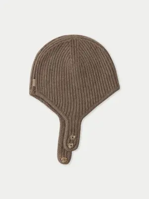 Gobi Cashmere Knitted Aviator Cap - Taupe