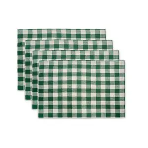 SOLINO HOME Linen Placematsmorgan Check Green And Natural