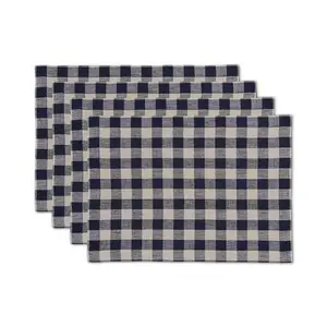 SOLINO HOME Linen Placematsmorgan Check Navy And Natural
