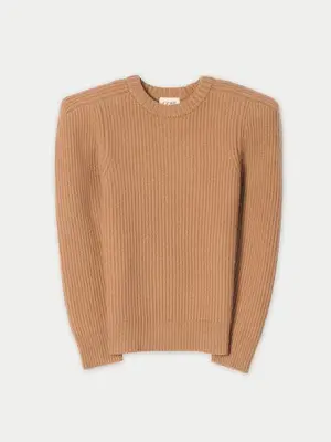 Gobi Cashmere Sculpted-shoulder Ribbed Sweater - Camel
