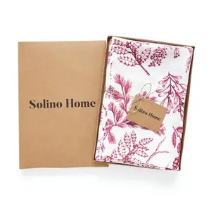 SOLINO HOME Linen Dinner Napkinswinter Forest - Red/white