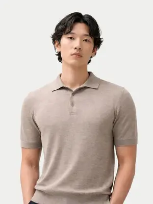 Gobi Cashmere Classic Polo Shirt With Short Sleeve