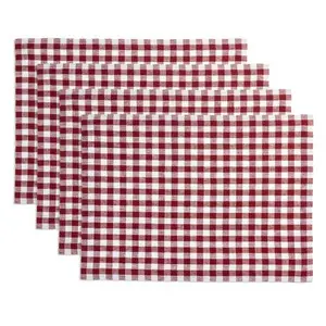 SOLINO HOME Linen Placematsgingham Check Burgundy