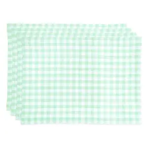 SOLINO HOME Linen Placematsgingham Check Celadon