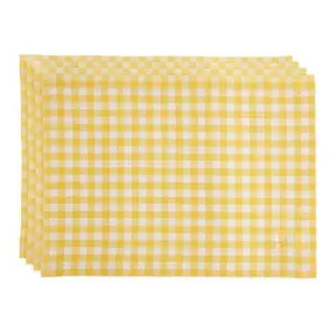 SOLINO HOME Linen Placematsgingham Check Marigold Yellow