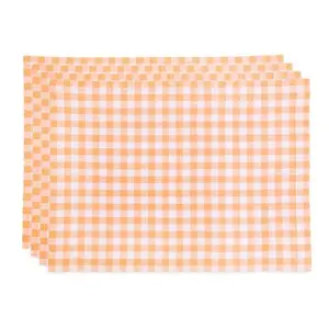 SOLINO HOME Linen Placematsgingham Check Sunny Orange