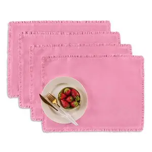 SOLINO HOME Linen Placematsjuliette Ruffle Flamingo Pink