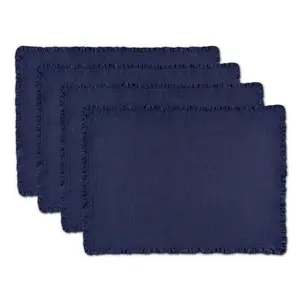 SOLINO HOME Linen Placematsjuliette Ruffle Navy