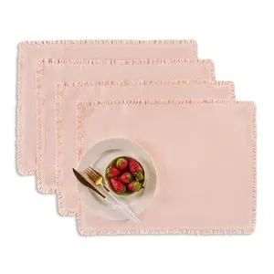SOLINO HOME Linen Placematsjuliette Ruffle Peach Cloud