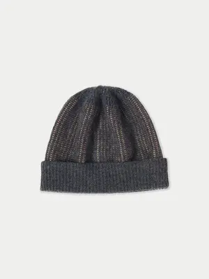 Gobi Cashmere Cashmere Ribbed Beanie - Charcoal