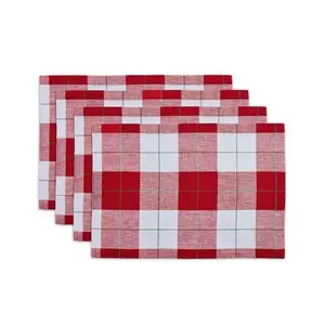 SOLINO HOME Linen Placemats Plaid, 14 X 20 Inch - Very Merry