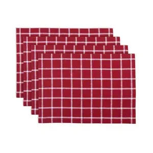 SOLINO HOME Linen Placematswindowpane Red