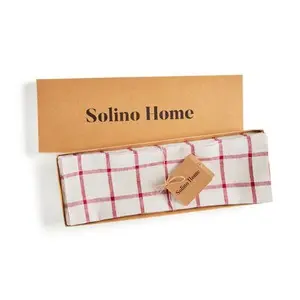 SOLINO HOME Linen Placematswindowpane - Tofu/red