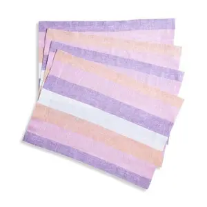 SOLINO HOME Linen Placemats Stripe, 14" X 19" Inch - Gelato