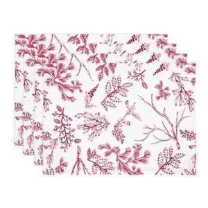 SOLINO HOME Linen Placematswinter Forest - Red/white