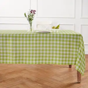 SOLINO HOME Linen Table Throwmorgan Check Dark Citron And Cream