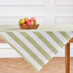 SOLINO HOME Linen Table Throwcabana Stripe - Green And White