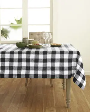 SOLINO HOME Linen Table Throwbuffalo Check Black And White