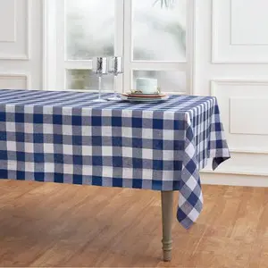 SOLINO HOME Linen Table Throwbuffalo Check Blue And White