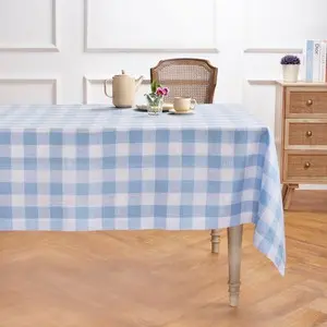 SOLINO HOME Linen Table Throwbuffalo Check Chambray Blue And White