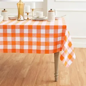 SOLINO HOME Linen Table Throwbuffalo Check - Pumpkin And White