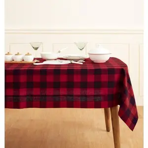 SOLINO HOME Linen Table Throwbuffalo Check Red And Black