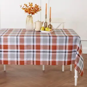 SOLINO HOME Linen Table Throwfall Buffalo Check - Cinnamon