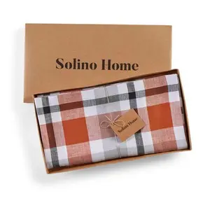 SOLINO HOME Linen Table Throwfall Buffalo Check - Cinnamon