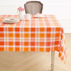 SOLINO HOME Linen Table Throwfall Buffalo Check - Pumpkin