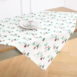 SOLINO HOME Linen Table Throw, 52" X 52" Inch - Modern Christmas